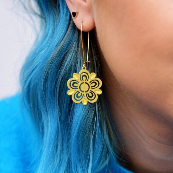 Jewelry | Handmade Cutout Earrings Retro Pyrex Flower | Poshmark